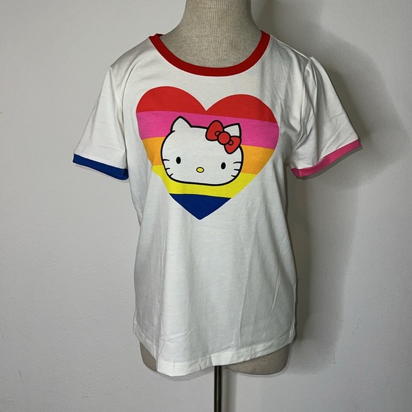 Hello Kitty | Tops | Hello Kitty X Modcloth Rainbow Heart Ringer Tee ...